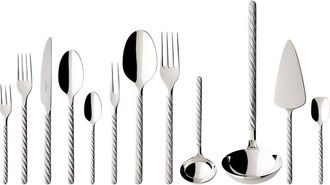 Villeroy & Boch Montauk Besteckset 70-teilig Silber, Spülmaschinenfest, Besteck Set für 12 Personen, Besteckset Platin, Besteck, Edelstahl