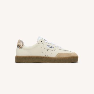 Faguo Baskets cuir &eacute;cru et beige