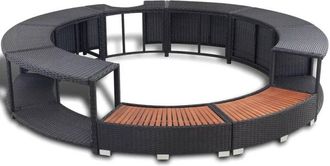 vidaXL Whirlpool-Umrandung Schwarz Poly-Rattan - Vidaxl