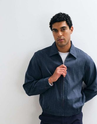 Asos ensemble habill&eacute; veste Harrington avec base c&ocirc;tel&eacute;e en bleu marine