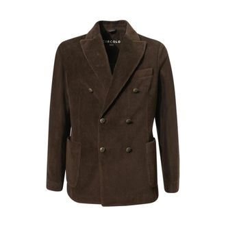 Circolo 1901 Veste en M&eacute;lange de Coton &agrave; Double Boutonnage - Homme - Vestes - Brun - Taille: L