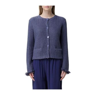 Emporio Armani Cardigan avec poches - Femme - Pulls - Bleu - Taille: 40 FR