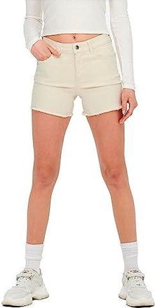 Only Only ONLBLUSH Short en Jean pour Femme Taille Moyenne Coupe Normale, Ecru, XS