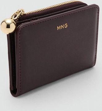 Mango Petit portefeuille avec mini perles chocolat - Femme - Taille unique - MANGO