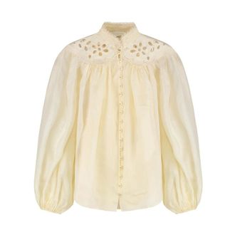 Zimmermann Femme, Blouses et Chemises, Beige, Taille: 40 FR Coco Embroidered Blouse