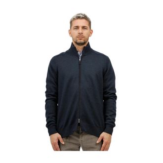 Gran Sasso Sweater mit Alcantara-Patches und Rei&szlig;verschluss - - Knitwear - Herren - Blau - 4XL