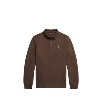 Polo Ralph Lauren Polo manches longues &agrave; logo brod&eacute; en coton m&eacute;lang&eacute;