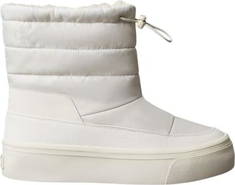 Calvin Klein Damen Mid Boot Stiefel Snowboot Nylon Mix mit Plateau, Wei&szlig; (Lily White), 41