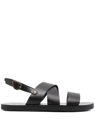 Ancient Greek Sandals sandales Miltos en cuir &agrave; bride arri&egrave;re - Noir