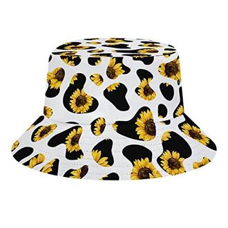 Generic Vache Et Tournesols-1 Bob Chapeau Mode Chapeaux De Pêcheurs Léger Visière Capeline pour Plage Jardinier Voyage