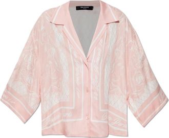 Balmain Femme, Blouses et Chemises, Rose, Taille: 36 FR Chemise Imprim&eacute;e &agrave; Manches Courtes