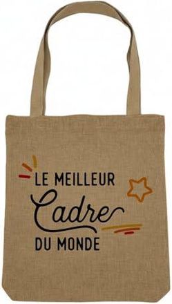 Fabulous Sac Shopping Tote Bag Aspect Lin - Le Meilleur Cadre du Monde Coll&egrave;gue Entreprise Chef - Sac de Courses Toile Epaisse 360g Beige Naturel Cabas Port&eacute; E