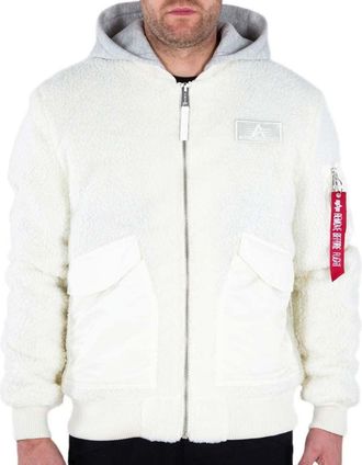 Alpha Industries Alpha Industries Herren CWU Zip Hoody Teddy Bomberjacke, Off White, M