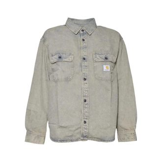 Carhartt Work in Progress Homme, Vestes, Bleu, Taille: XL Veste Bleue avec Patch Logo Effet Lavé