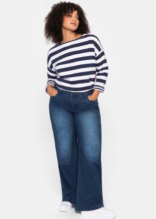 Sheego T-Shirt 3/4-Arm-Shirt 3/4-Arm mit seitlichem Kontrasteinsatz und Schlitzen