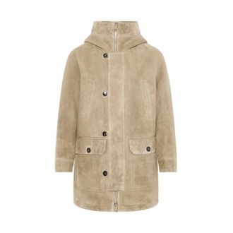 Yves Salomon Manteau 90cm Agneau Merinos Velours - Homme - Vestes - Beige - Taille: L