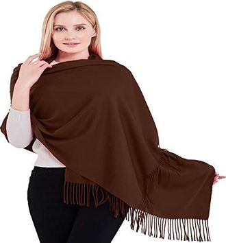 CJ Apparel Chocolat Brun Couleur Unique Style Tiss&eacute; en Serg&eacute; 100% Cachemire Ch&acirc;le Echarpe Manteau Etole Plaid Pashmina Nouvelle
