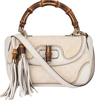 Gucci Crossbody Bags - Gucci Classic GG Monogram Bamboo Handbag - Gr. unisize - in Wei&szlig; - f&uuml;r Damen