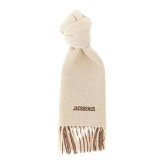 Jacquemus &Eacute;charpe en maille avec franges logo - Femme - Accessoires - Beige - Taille: ONE Size