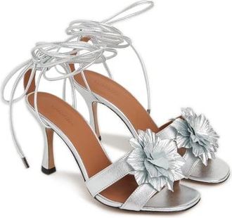 Saison 1865 Ledersandalen mit Absatz - Silber