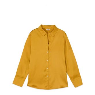 Oltre Femme, Blouses et Chemises, Jaune, Taille: 40 FR Chemise en satin