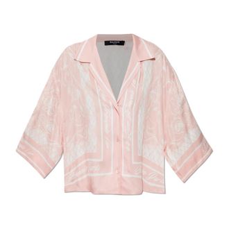 Balmain Femme, Blouses et Chemises, Rose, Taille: 36 FR Chemise Imprim&eacute;e &agrave; Manches Courtes
