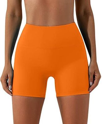Generic Short de course &eacute;lastique pour femme - Short de yoga pour femme - Taille haute - Pour la danse, le volley-ball - Short de sport pour femme, Orange, S
