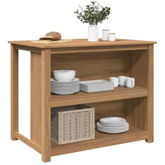 vidaXL Vidaxl - Table de cuisine Panama 112x77x90 cm en bois massif de pin - Grand espace de rangement - Finition cire de miel - Assemblage requis