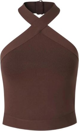 Cult Gaia Geripptes Oberteil mit &uuml;berkreuztem Ausschnitt - Braun
