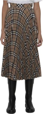 Burberry Femme, Jupes, Multicolore, Taille: 32 FR Jupe midi pliss&eacute;e &agrave; carreaux en m&eacute;lange de laine