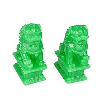 Snake Reichtum Porsperity Paar Fu FOO Hunde Schutz-Löwen-Statuen traditionelle chinesische Wächter-Löwen-Statuen Stein-Finish Feng Shui Dekor für Innen- und