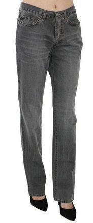 Just Cavalli Womens Gray Washed Straight Jeans Cotton Elastane