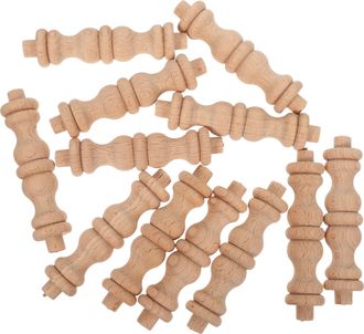 Aboofan 12 St&uuml;ck Holzspindeln, handgeschnitzt, rustikale Dekoration, verwendbar als Baluster f&uuml;r M&ouml;bel, Weinkeller oder Trennw&auml;nde