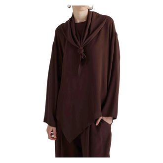 Meimeij Femme, Blouses et Chemises, Brun, Taille: 38 FR Blusa Over-Size