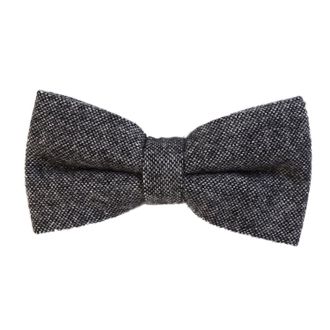 DonDon Herren Fliege 12 x 6 cm Baumwolle gebunden und l&auml;ngenverstellbar dunkelgrau schwarz