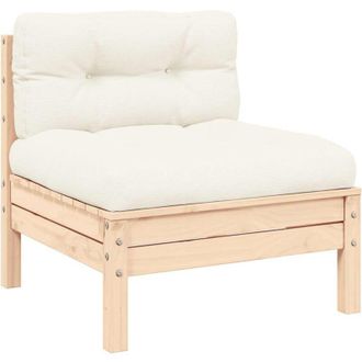 vidaXL 3-tlg. Garten-Lounge-Set mit Kissen in Creme Massivholz Kiefer - Vidaxl