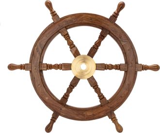 NKlaus Steuerrad Premium-Qualität Echtholz Messing 60cm Schiffsnautik Wanddekoration 14949