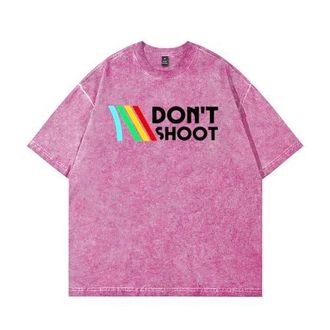 Generic T-shirt Arc Raiders Dont Shoot en coton d&eacute;lav&eacute; unisexe &agrave; manches courtes d&eacute;contract&eacute; et col rond, rose, XXL