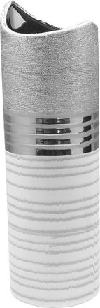 Gilde Halbmondvase Lavena Silber/weiß/hellgrau H: 44 cm B: 13 cm Tiefe: 13 cm 47220