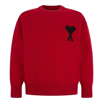 Ami Pullover aus Wolle mit Rundhalsausschnitt und Ami de Coeur - - Knitwear - Damen - Rot - XS