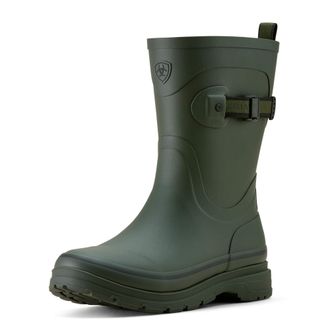 Ariat Womens Kelmarsh Mid Rubber Boots in Dark Olive, B Medium Width, Size 42.5, by Ariat