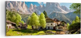 Arttor Wandbilder Dekoration Wohnzimmer Berge Landschaft Alpen Panorama Bilder auf Leinwand 120x50cm Leinwandbild Schlafzimmer Küche Wand Kunstdruck Art Groß