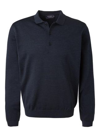 Maerz MAERZ Muenchen Herren Pullover blau Merinowolle unifarben