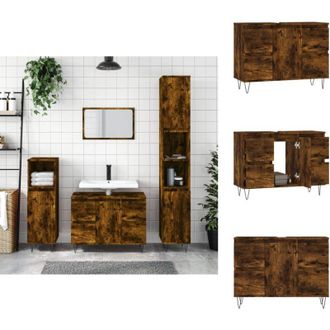 vidaXL Badezimmerwaschtische - Living Badschrank R&auml;uchereiche 80x33x60 cm Holzwerkstoff