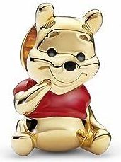Pandora Pandora Charm Disney Winnie lourson en métal plaqué or 14 carats avec émail rouge et noir