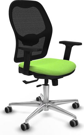 Piqueras y Crespo Atmungsaktiver B&uuml;rostuhl mit 2D-Armen, h&ouml;henverstellbare Lendenwirbelst&uuml;tze, ausgestattet mit Syncro/Translack und eingespritztem Schaum, Schwarz/Pist