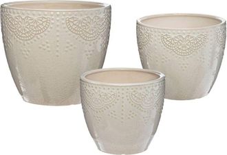 Atmosphera Set de 3 pots Bijoux blanc D20 25 30cm Atmosphera créateur dintérieur