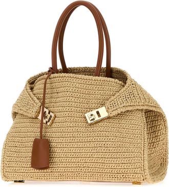 Ferragamo Raffia Shoulder Bag - Beige
