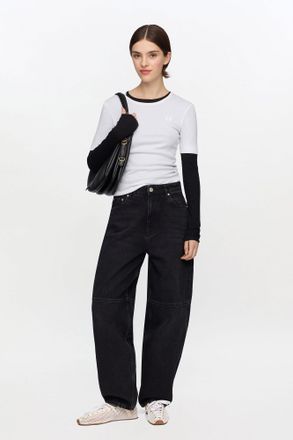 Ganni Jean noir Stary Coton biologique - Taille 32W/33L - Pour Femme