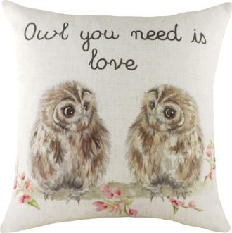 Evans Lichfield Kissenbezug mit Eulen-Motiv, Polyester Leinen, Multi, 43 x 43 cm (Pack of 1)